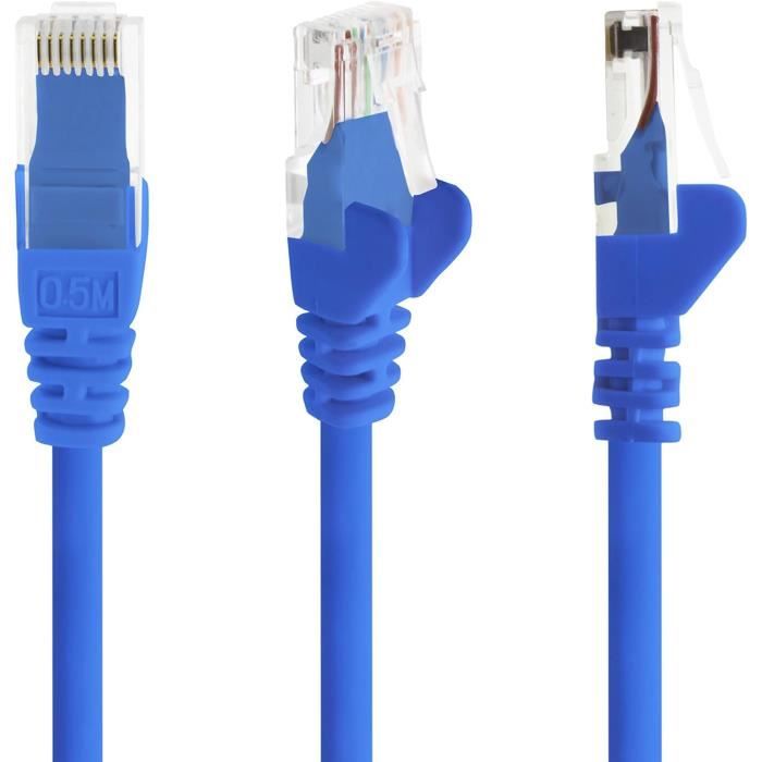 Câble réseau Ethernet Cat 6 3M Cat6 Lan Rj45 8P8C 1 Gbps Bleu - Paquet ...