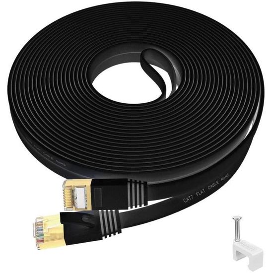 Câbles plats Cat7 Plat Câble Ethernet 20M Long Câble réseau Haut Débit ...