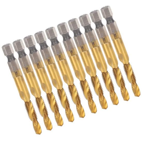 10pcs Taraud à Vis à Queue Hexagonale M6 Perceuse 5.0 Enduit Taraud à ...