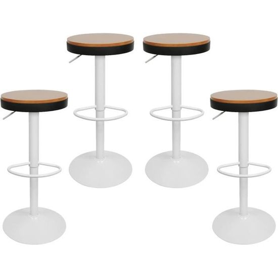 Tabouret de Bar Rond en Bois - TRAHOO - Réglable en Hauteur - Design ...