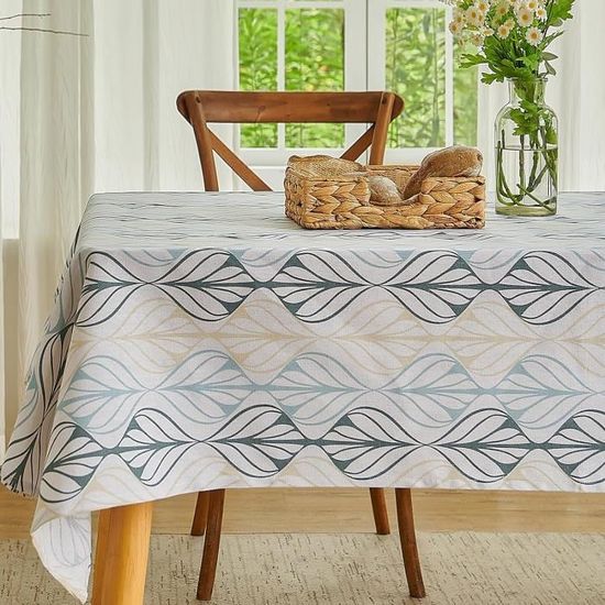 Stripe Feuilles Nappe De Table Coton Lin Vintage Nappe Rectangulaire ...