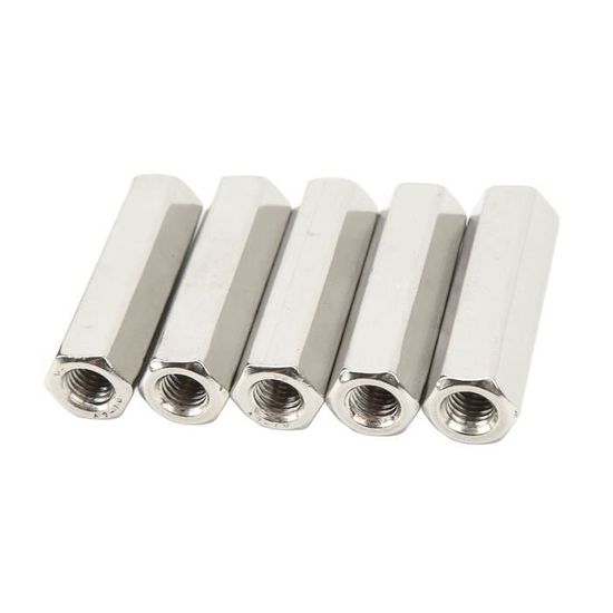 FHE Écrou d'accouplement hexagonal M10 5 pièces argent M10 écrou d'accouplement hexagonal ...