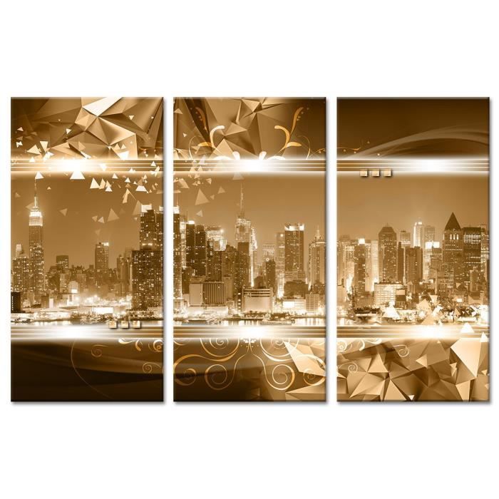 Tableau Déco Triptyque New York Gratte-Ciel - 120x80 cm - Cdiscount Maison