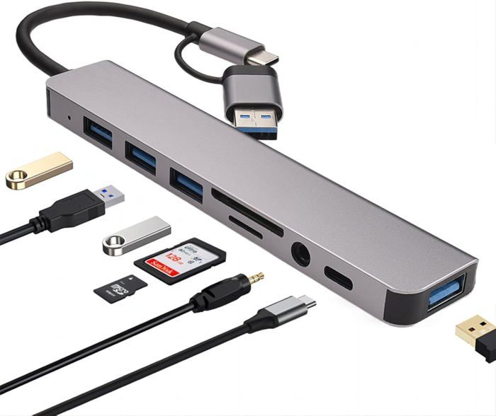 Hub USB C Double Interface, 8 en 1 Adaptateur Multiport Type C ...
