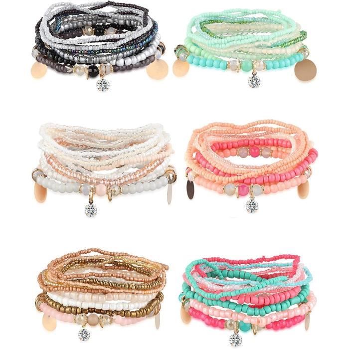 4-6 Ensembles Bracelets De Perles Empilables Bohème Pour Femmes Filles ...