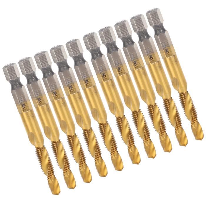 10pcs Taraud à Vis à Queue Hexagonale M6 Perceuse 5.0 Enduit Taraud à Flûte en Spirale Composite ...