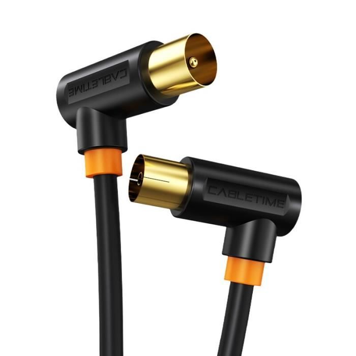 CABLE ANTENNE,Black 1m 90degree câble TV numérique 90 degrés antenne ...