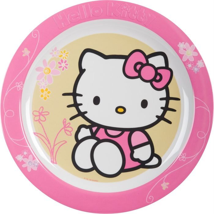 Assiette plate - HELLO KITTY - 22 cm - Céramique - Rose - Enfant ...