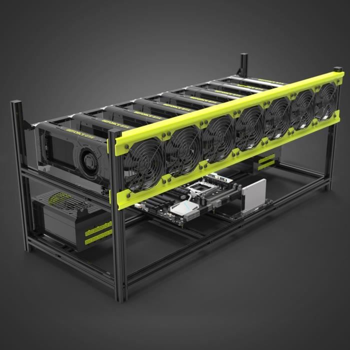 V3D8 Veddha GPU Rig Mining Graphics superposables Case Open Air Cadre ...