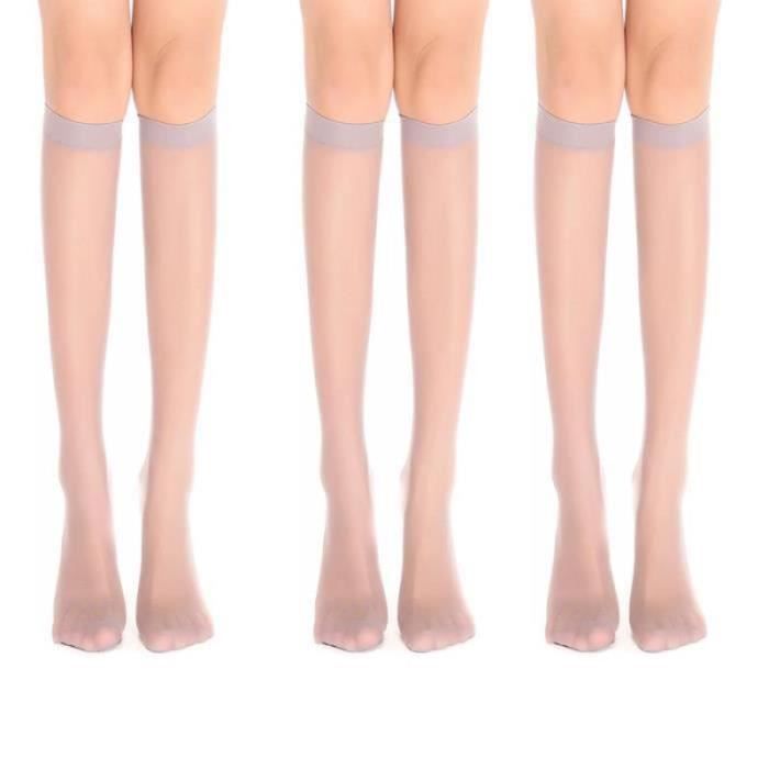 3 paires de bas bas courts mi-cuisses sans genoux bas sexy en soie pour ...