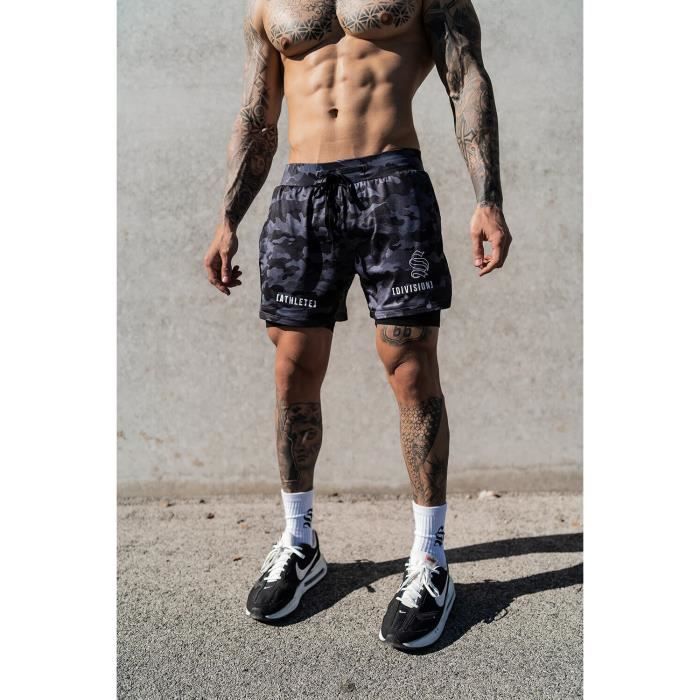 Short,Short de course à double pont pour homme,pantalon de jogging ...