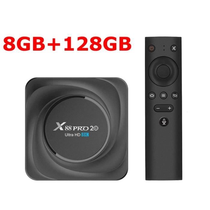 Box multimedia,Boîtier TV X88 PRO 20,Android 11,8 Go RAM,128 Go,RK3566,avec BT,commande vocale ...