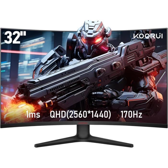 Écran Pc Gaming Incurvé 31,5 Pouces, Qhd(2560 * 1440), 1500R, Va, 170Hz, 2Xhdmi (170Hz Or 144Hz ...