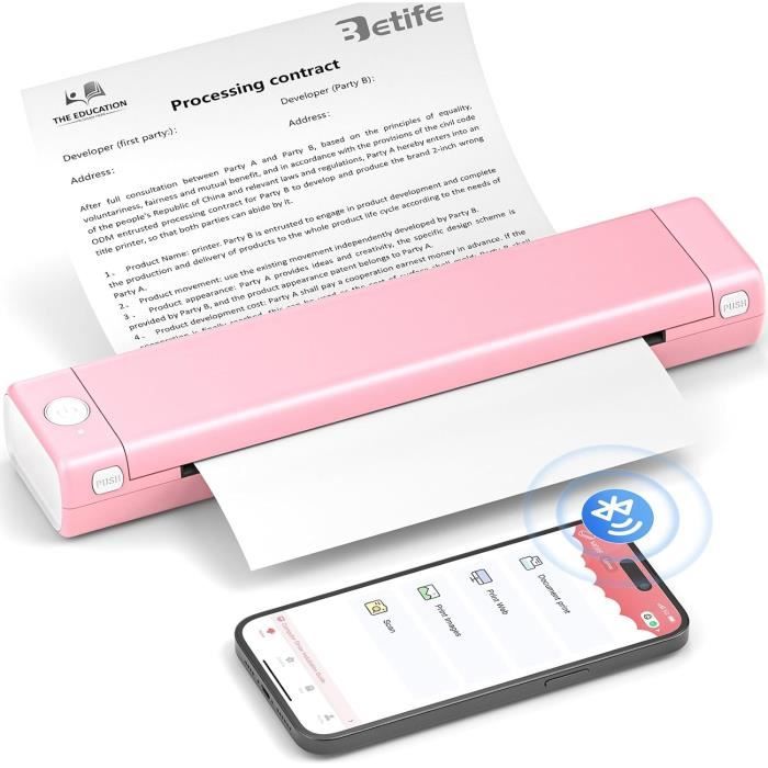 Imprimante Mobile Portable A4 Bluetooth Mini Imprimante Pour Le Voyage ...