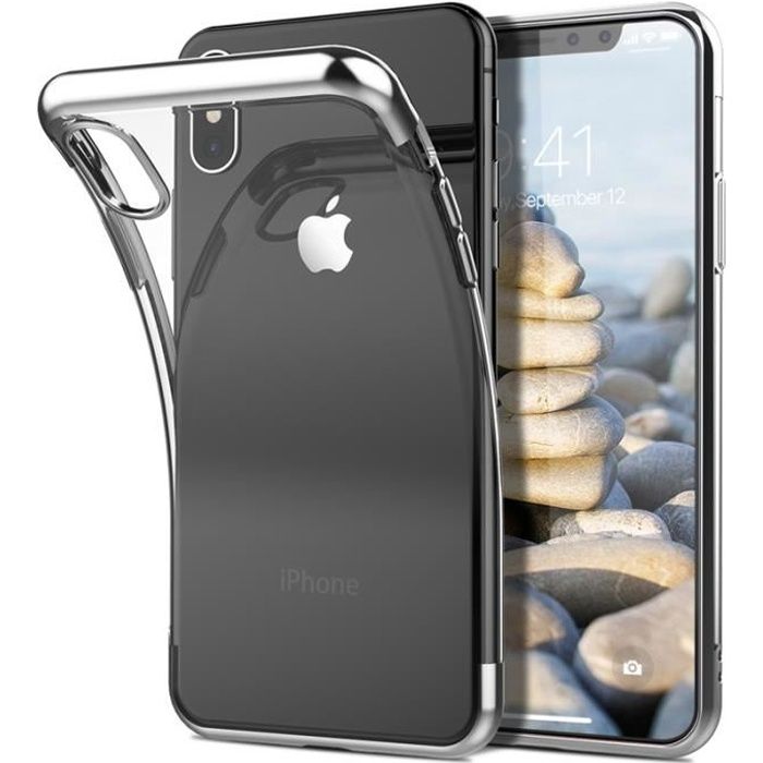 Coque iphone X SMARTLEGEND Silicone Souple Anti Choc Transparent Argent ...