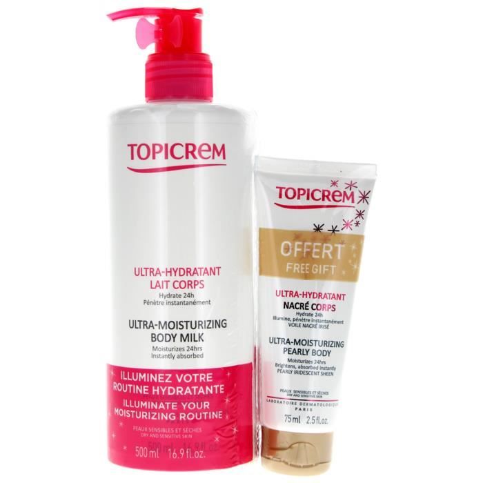 80642 Topicrem Ultra-Hydratant Lait Corps 500 ml + Nacré Corps 75 ml ...