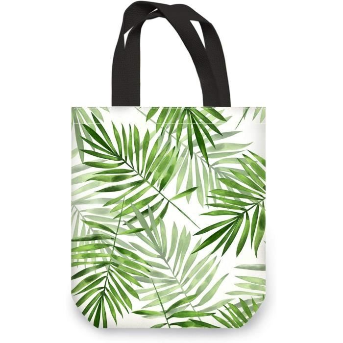 Sac Toile Femme Feuilles Vertes Sac Courses Pliable Reutilisable ...