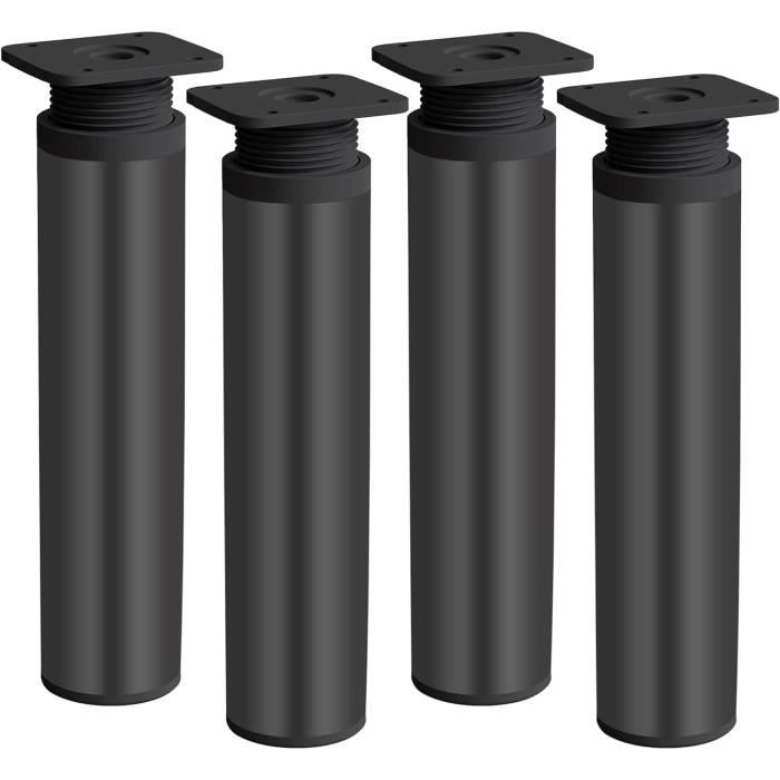 4 Pièces Pieds De Meuble Reglable Noir,Pieds De Table Metal 200 Mm Hauteur Pieds De Lit ...
