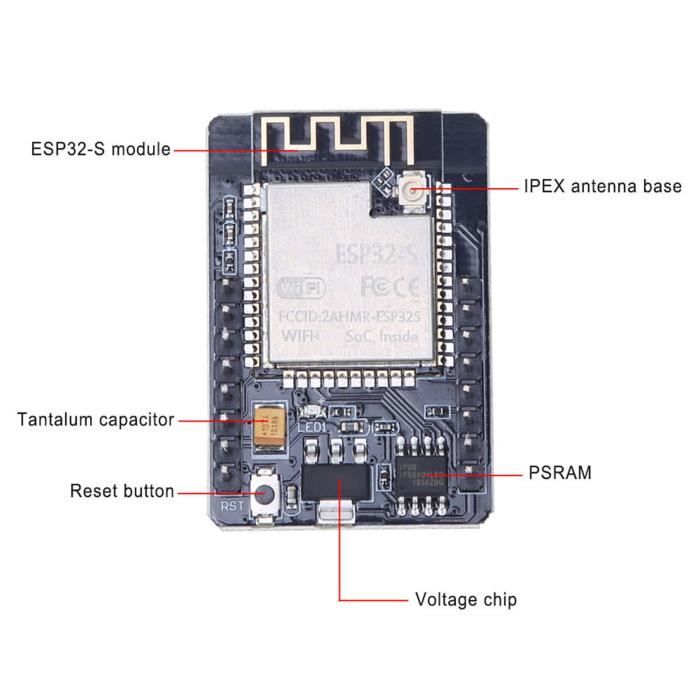 RHO-ESP32CAM Carte de développement de caméra ESP32-CAM, module WIFI ESP32 série vers WiFi (avec ...