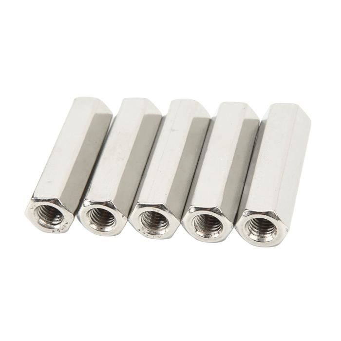 FHE Écrou d'accouplement hexagonal M10 5 pièces argent M10 écrou d'accouplement hexagonal ...