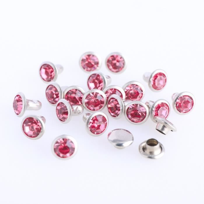 RIVET,Rose-6MM--Ensemble de 100 Rivets de garniture en cristal AB 6-8mm, clous en diamant pour ...