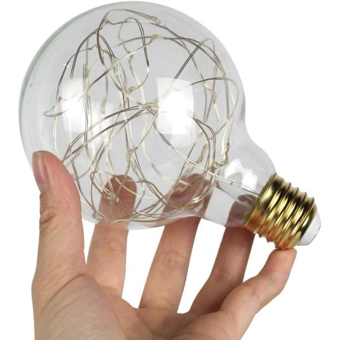 Ampoules Led Néon 4 Couleurs 50 Led Fil Argenté 1 W E27 (G95)[m1872 ...