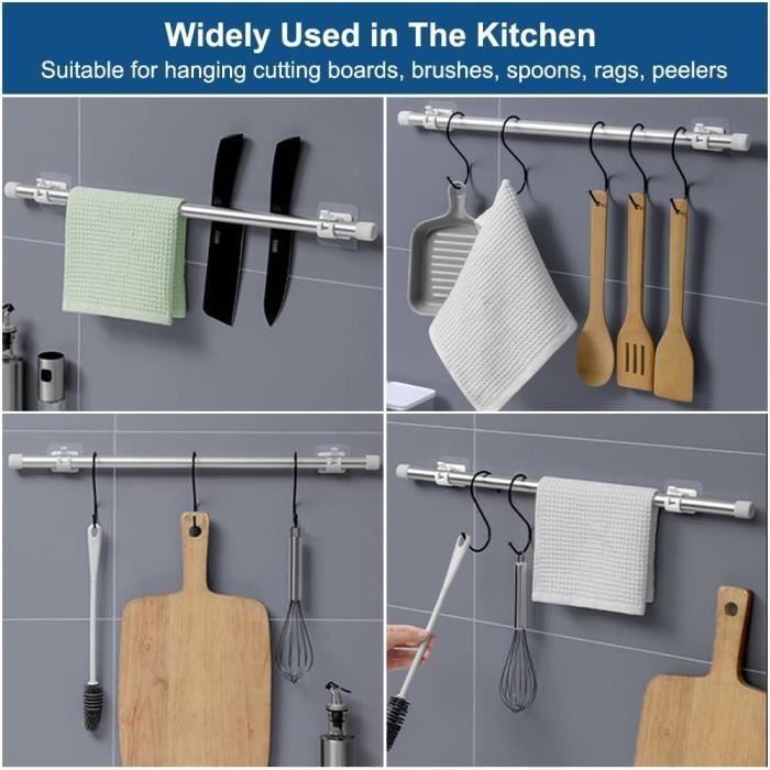 Accroche Crochet Rideau Sans Percage,Lot De 4 Tringle A Rideaux Support ...