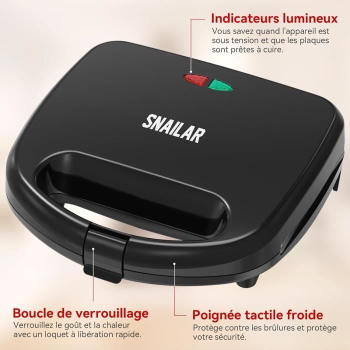 Gaufrier Snailar, Appareil à Gauffre Élégant Compact 750W - Machine a ...