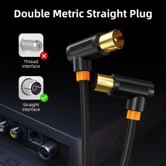 CABLE ANTENNE,Black 1m 90degree câble TV numérique 90 degrés antenne ...