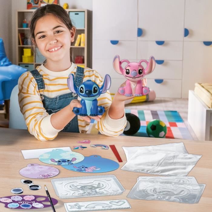 Be Creative Figurines Stitch, 5 objets à réaliser en plâtre, Activité ...