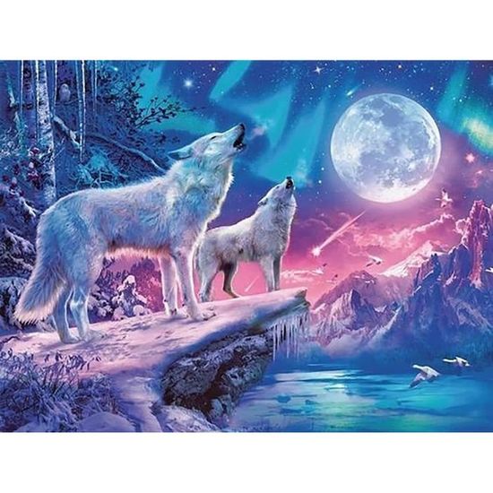 5D Diamond Painting Loup, DIY Broderie Diamant Painting Animaux Point ...