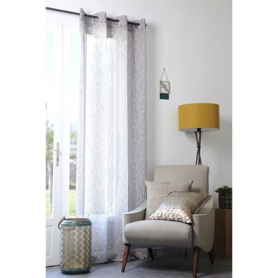 Voilage aux motifs art déco Taupe 140 x 260 cm - Cdiscount Maison