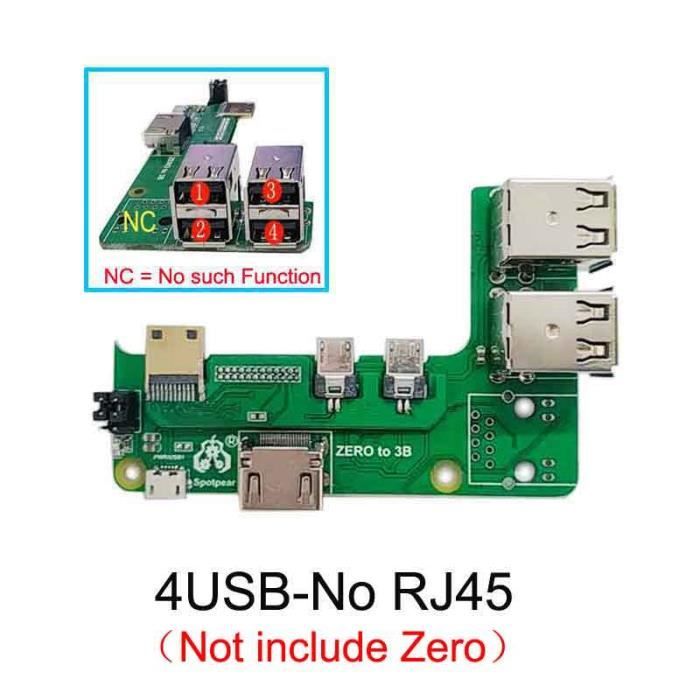 PI3 4USB NO-RJ45 - Raspberry Pi Zero 2w Vers 3b-4b, Adaptateur D ...