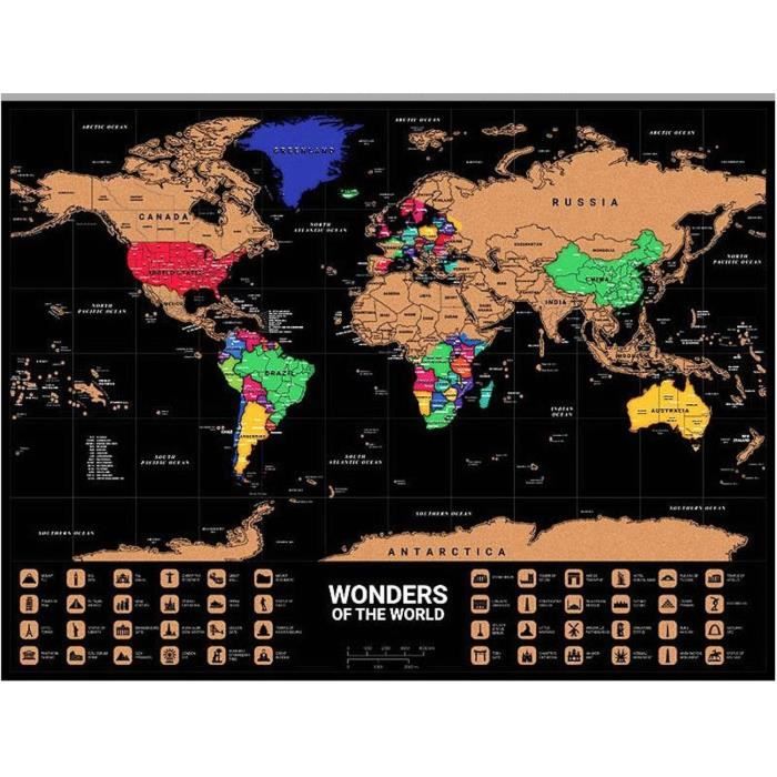 Carte Du Monde À Marquer - Art - Décoration Murale - 41 X 55 Cm[u3269 ...