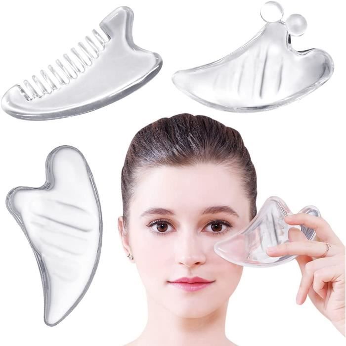 Gua Sha Visage Kit, 3Pcs Planche de Guasha, Gua Sha Transparent, Gua ...