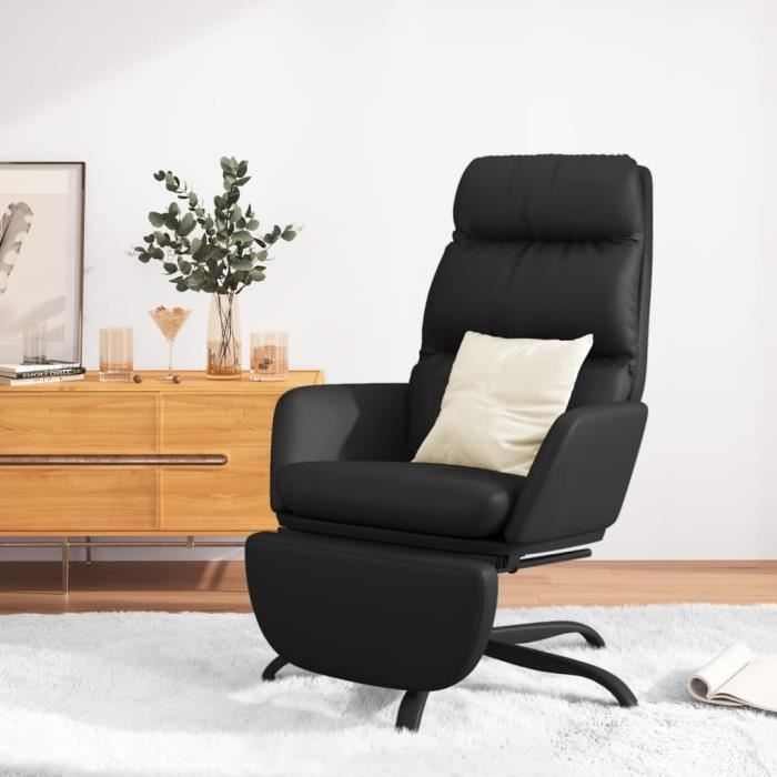 GOTOTOP Chaise de relaxation avec repose-pied Noir Similicuir A3097542 ...