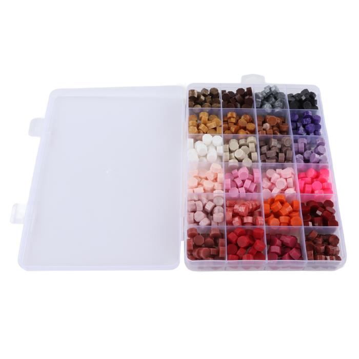 Perles de cire à cacheter 24 couleurs octogonales exquises avec boîte ...