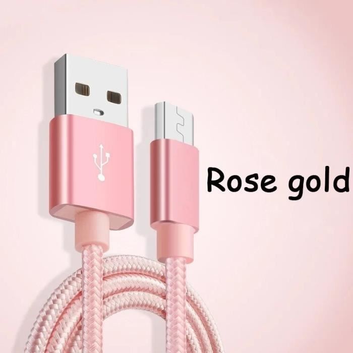 Câble Micro USB en Nylon argenté 2M-3M,pour recharge rapide et ...