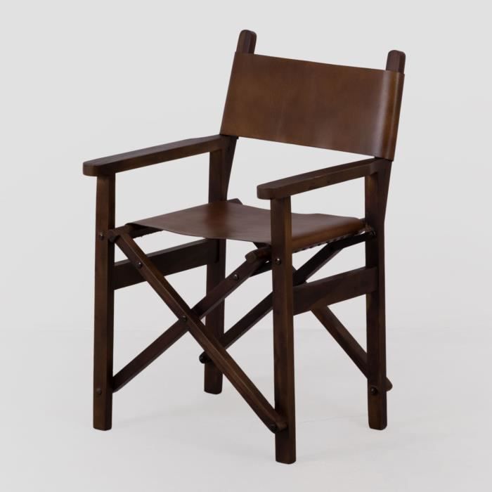 SKLUM Chaise de directeur en cuir Madeo - Cdiscount Maison