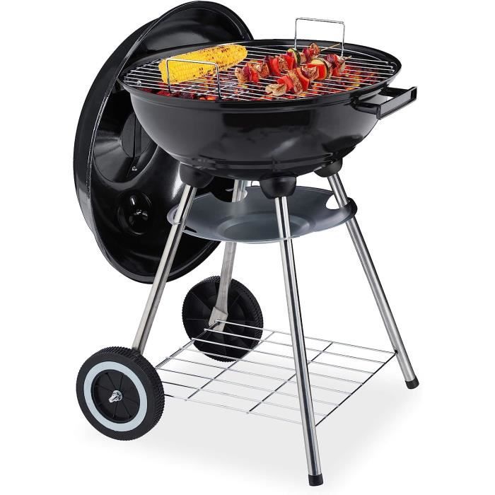Relaxdays Barbecue en Boule, Supports et réceptacle à Cendres, Mobile ...
