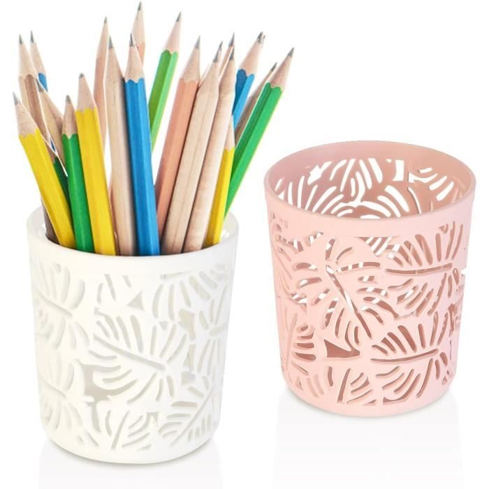 Pot crayon plastique, 2 pièces pot crayon rond support de rangement ...