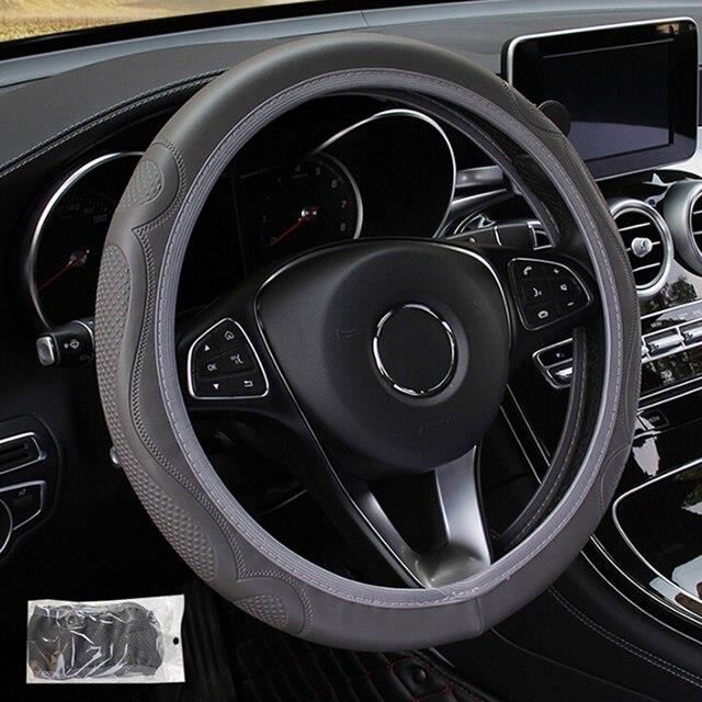 COUVRE-VOLANT,grey--Housse de volant de voiture universelle, couvre volant en cuir, respirant ...