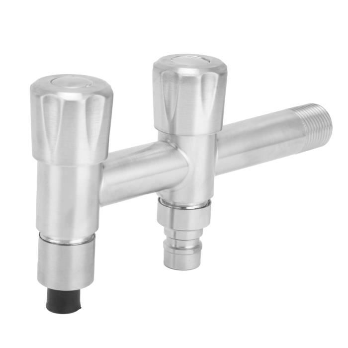 ZJCHAO 1 entrée 2 robinets de sortie Robinet en acier inoxydable G1/2 1 ...