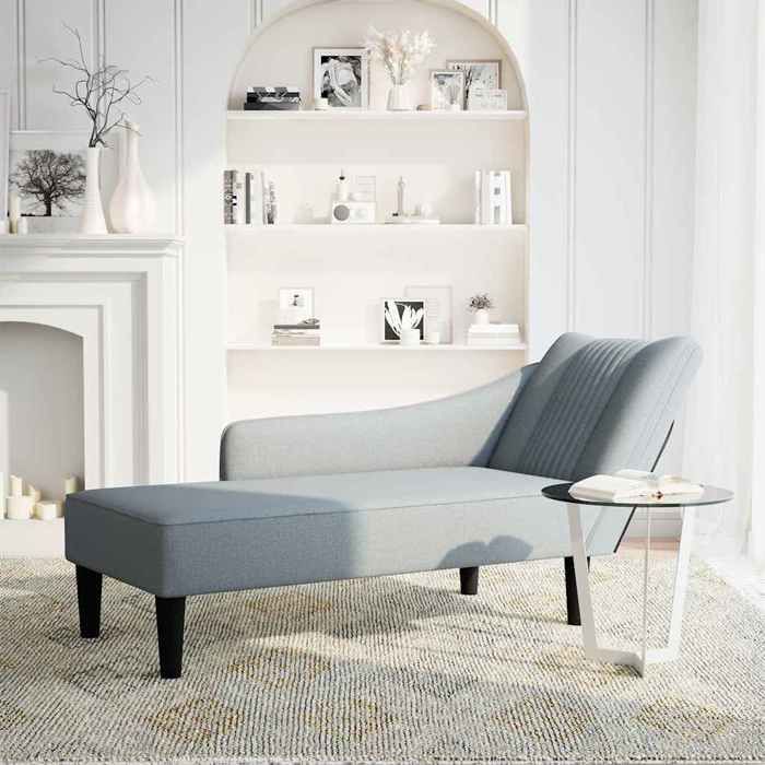 Meridienne salon-Fauteuil long - avec accoudoir droit gris clair tissu ...