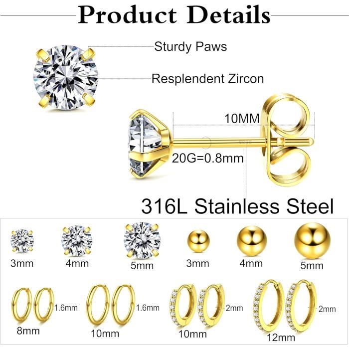 Boucles D'Oreilles Acier Chirurgical Pour Femmes Filles Créoles Et ...