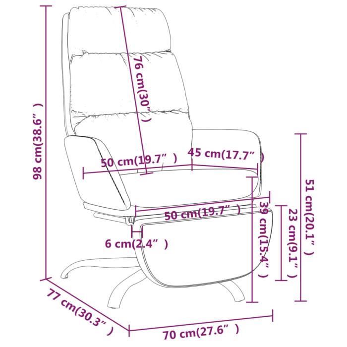 GOTOTOP Chaise de relaxation avec repose-pied Noir Similicuir A3097542 ...