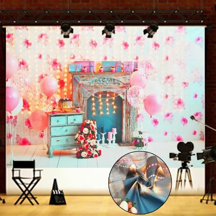 2.1x1.5M Toile de Fond Anniversaire Ballon Fleur Photographie Studio ...