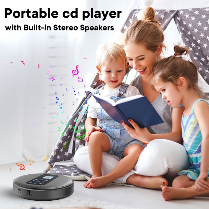 Lecteur CD Portable, Lecteur de Musique CD Bluetooth avec Doubles Haut ...
