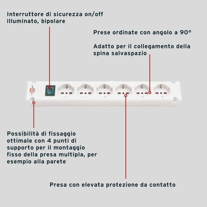 Multiprise Noire sans câble Bremounta | multiprise électrique avec ...