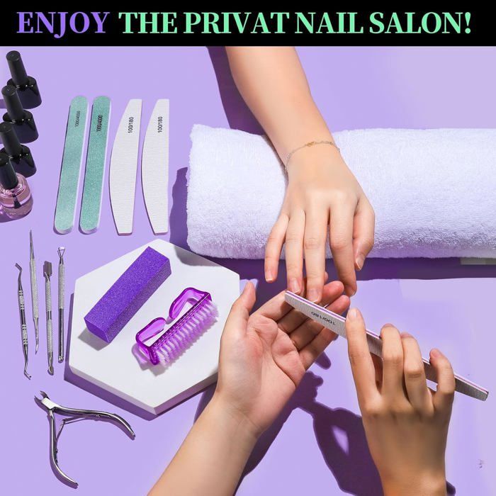 Set de manucure et pédicure - EDILIX - 12 pièces - Violet - Limes 100/ ...